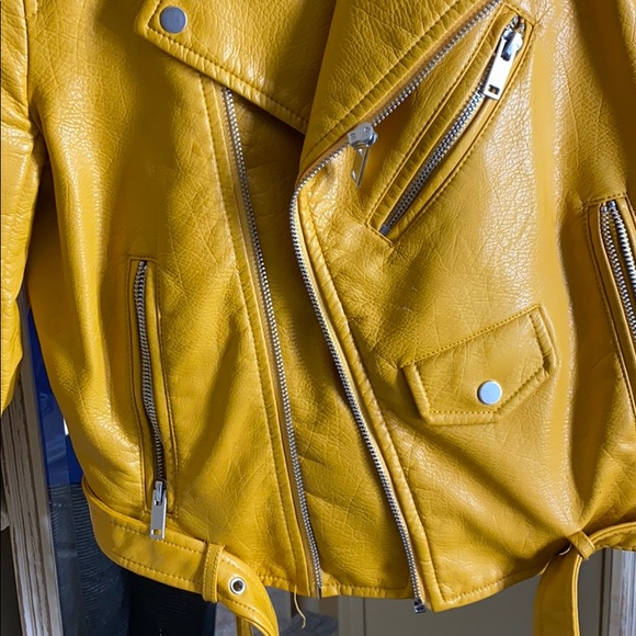 Zara | Jackets & Coats | Mustard Yellow Faux Zara Leather Jacket | Poshmark